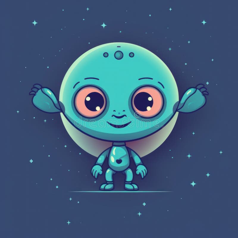 A Blue Alien with Big Eyes Standing in Front of a Full Moon. Generative ...