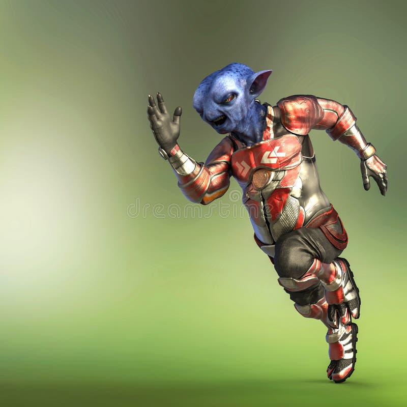 Alien Running on Green Screen Stock Illustration - Illustration of ...