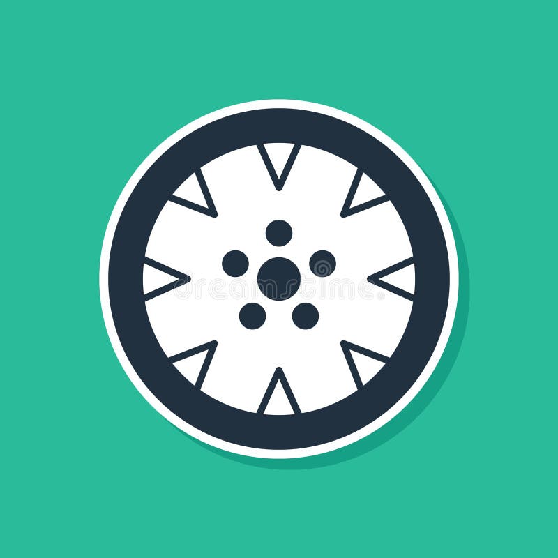 Blue Alloy Wheel for a Car Icon Isolated on Green Background. Vector ...
