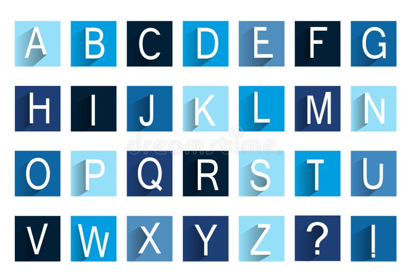 Blue Alphabet Set. stock vector. Illustration of numbers - 74660518
