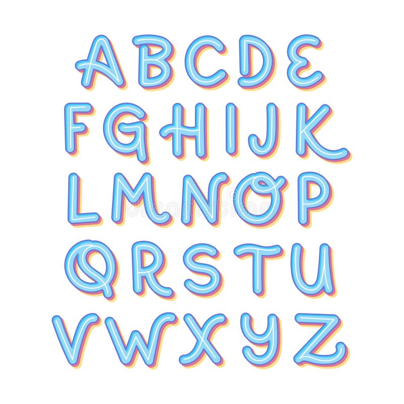 Blue Alphabet Stickers Vector Illustration. Stock Vector - Illustration ...