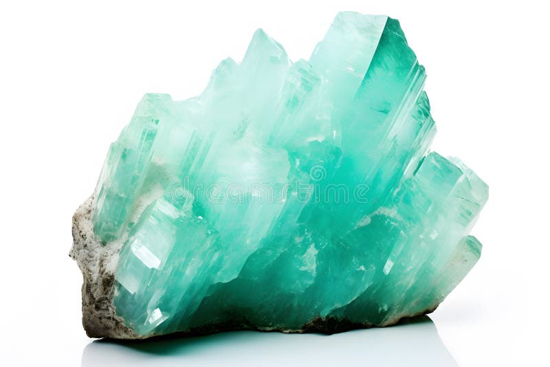 Semi Opaque Blue-green Amazonite Crystal on White Background Stock ...