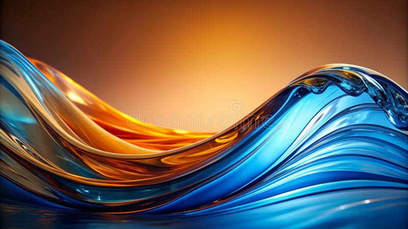 Blue and Amber Gradient Color of Glass Wave AI-Created Content Stock ...