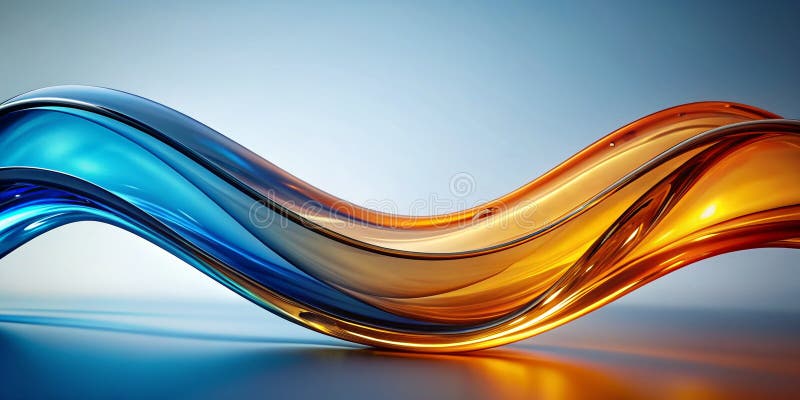 Blue and Amber Gradient Color of Glass Wave AI Generative Stock ...