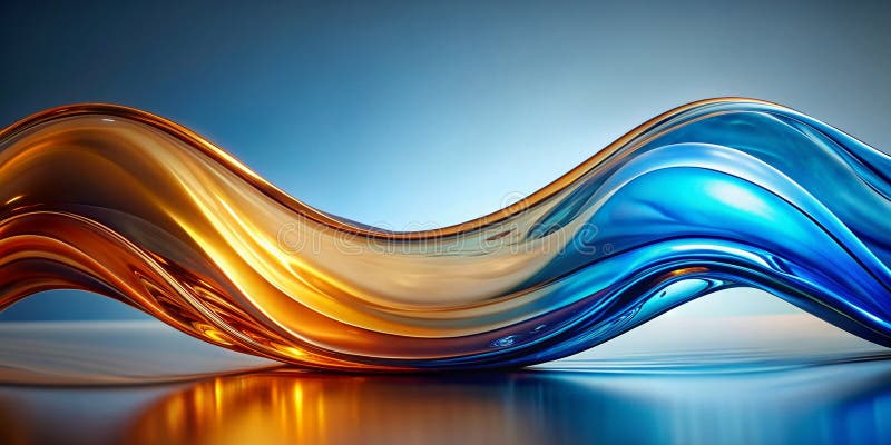 Blue and Amber Gradient Color of Glass Wave AI Generative Stock ...