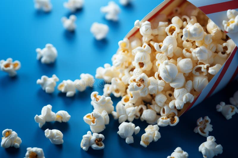 Blue Ambiance Popcorn Kernels Create a Striking Scene on Blue Stock ...