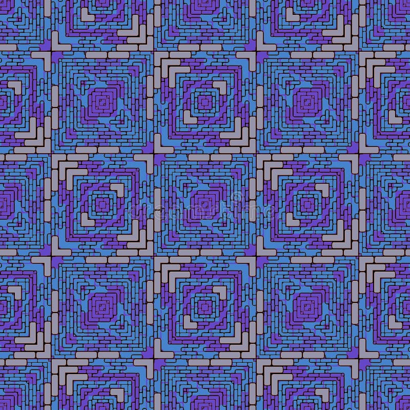 Blue American Native Maya Aztec Inca Pattern. Stonework Mosaic Seamless ...