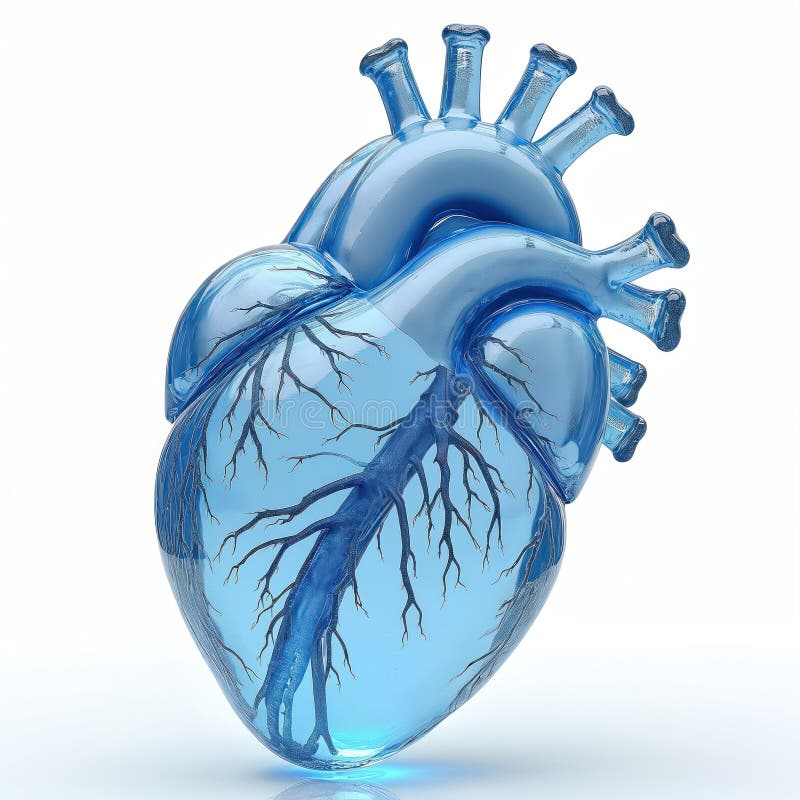 Blue Anatomical Heart Appears Like Crystal Ice Cube. Medical Science ...