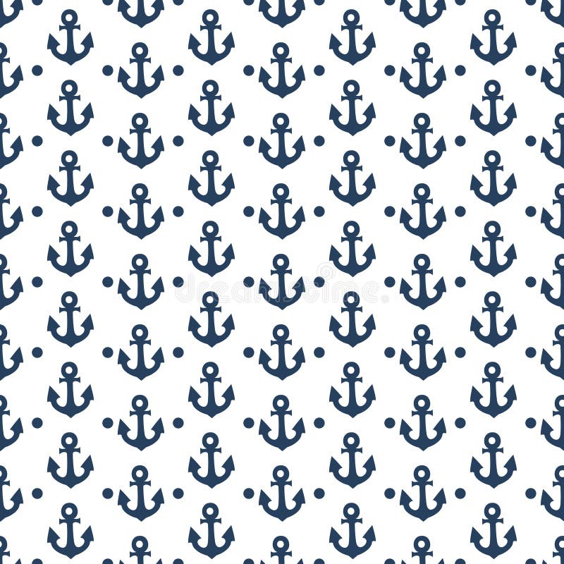 Blue Anchor and Dots Seamless Pattern Stock Vector - Illustration of ...