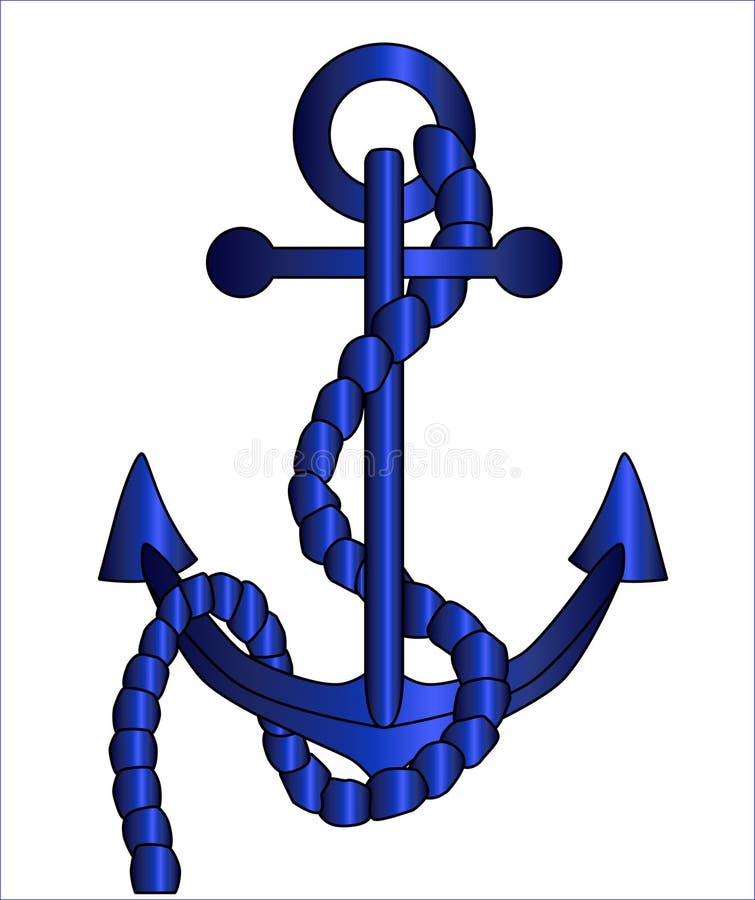 Blue Anchor on a White Background Stock Vector - Illustration of icon ...