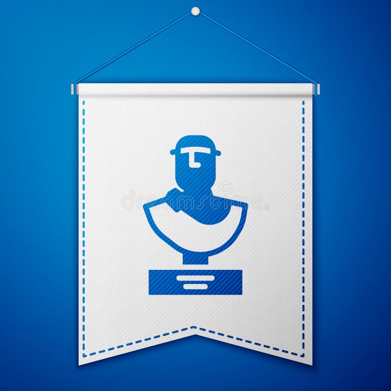 Blue Ancient Bust Sculpture Icon Isolated on Blue Background. White ...