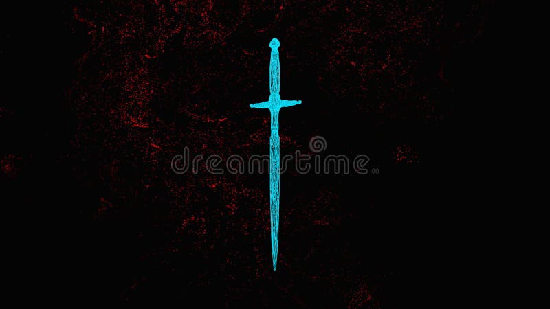 Blue Sword on the Red Background Stock Video - Video of knight ...