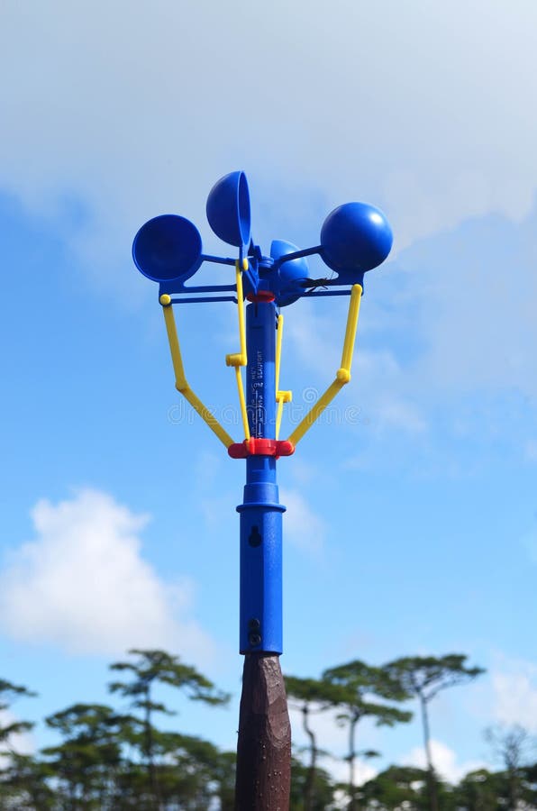 Blue Anemometer in Camping Area Stock Photo - Image of outdoor, meter ...