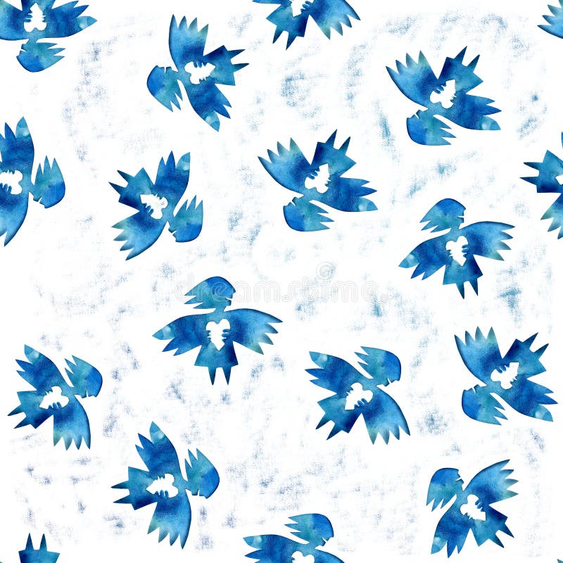 Blue Angel of Love with Heart Seamless Pattern Stock Illustration ...