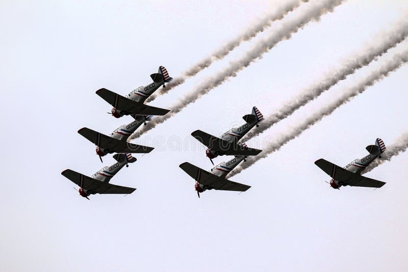 Blue Angels Flying with Smoke Trail Editorial Photography - Image of ...