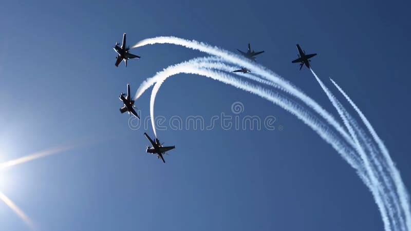 Blue Angels Performing a Loop in Formation Stock Footage - Video of ...