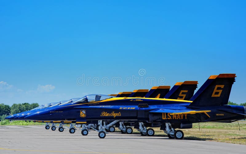 Blue Angels on runway editorial stock photo. Image of plane - 24612543