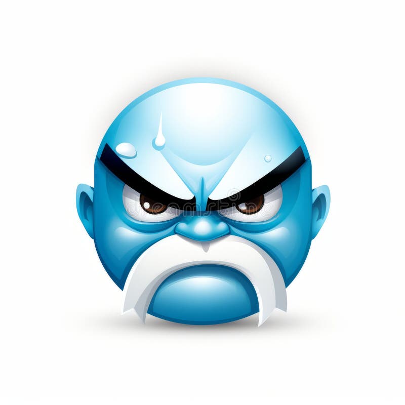 A Blue Angry Face with a Mustache Stock Illustration - Illustration of ...