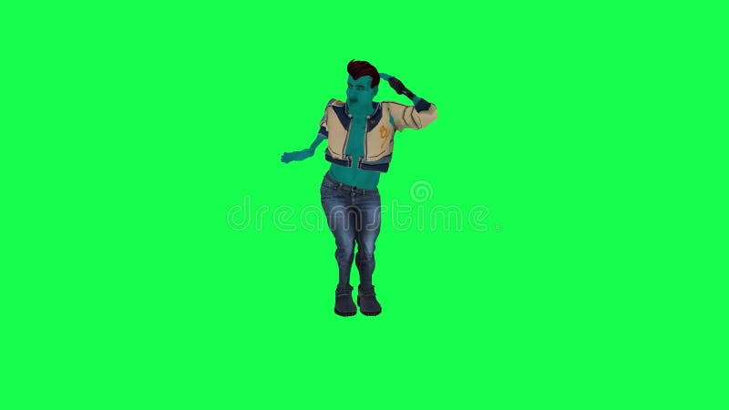Blue Animated 3D Man Dancing on Green Screen from Front Angle 3D People ...