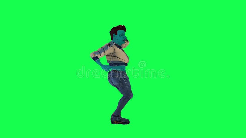 Blue Animated 3D Man Dancing on Green Screen from Left Angle 3D People ...