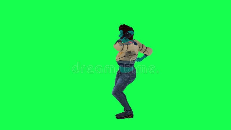Blue Animated Man Walking Down the Street on Green Screen 3D People ...