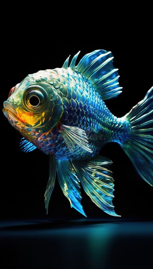 Blue Animated Fish. Generative AI Stock Illustration - Illustration of ...