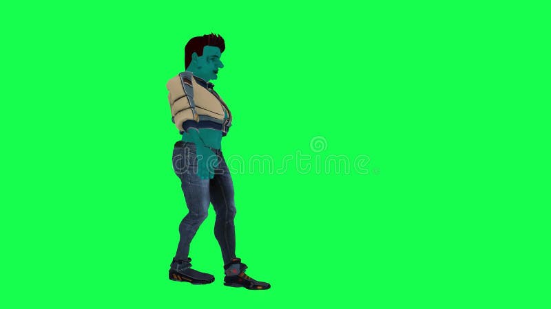 Blue Animated Man Dancing in Carnival from Right Angle on Green Screen ...