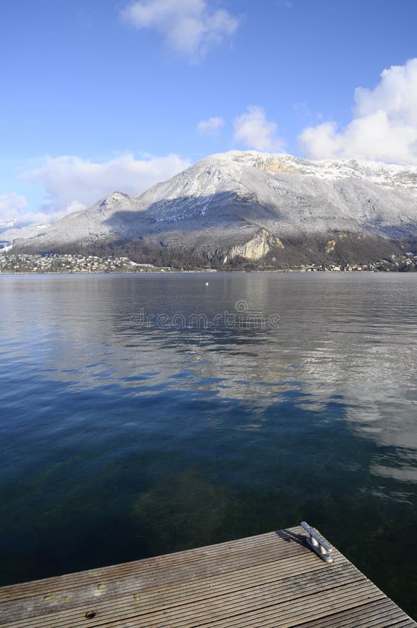 Blue Annecy lake on winter stock photo. Image of blue - 28065182