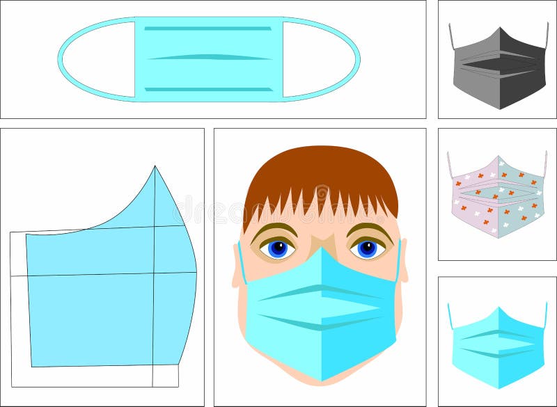 Blue Antiviral Mask Pattern and Design Options Stock Vector ...