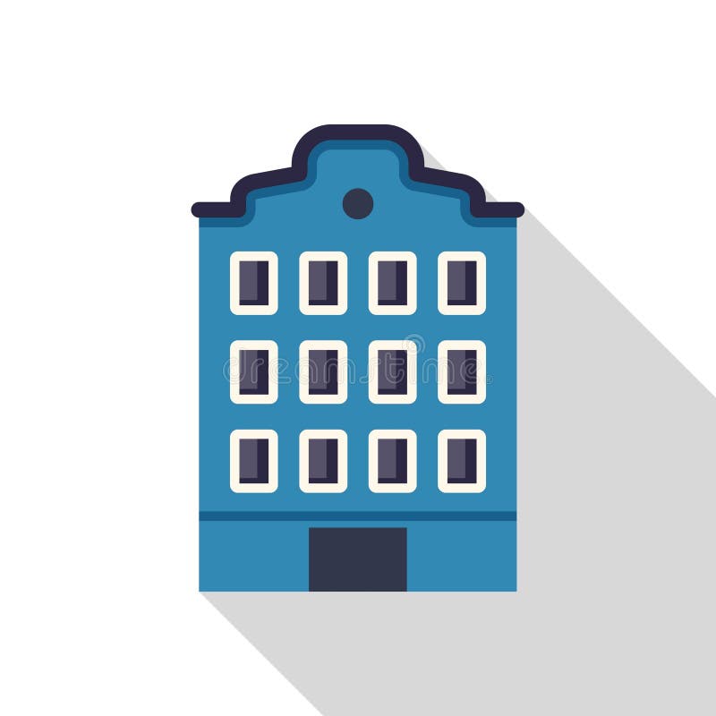 Blue Apartment Building Facade with Long Shadow Stock Illustration ...