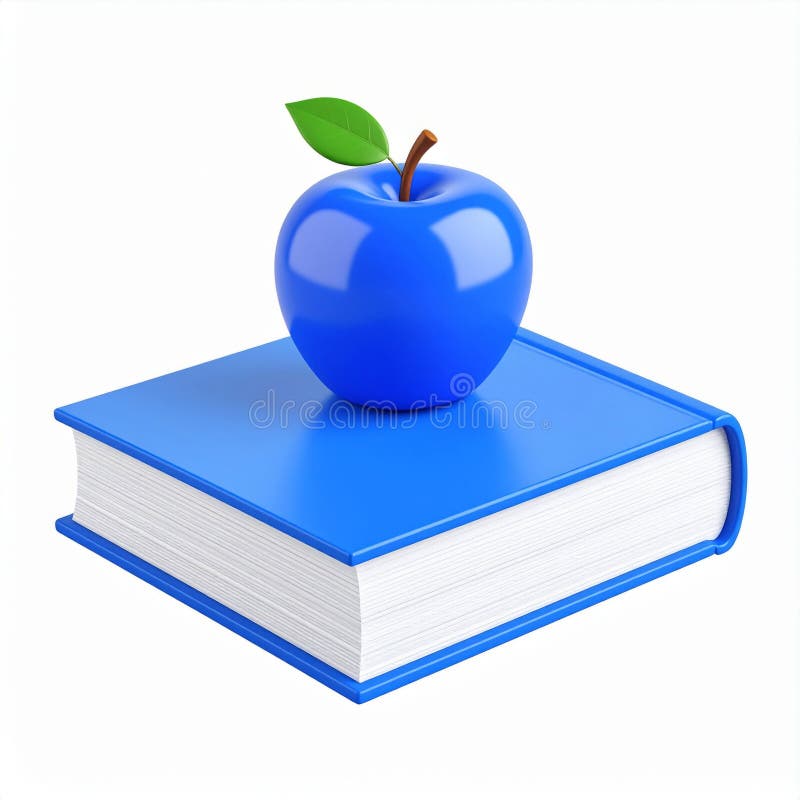 Blue Apple on a Blue Book: 3D Render Stock Illustration - Illustration of shiny, wisdom: 387471958