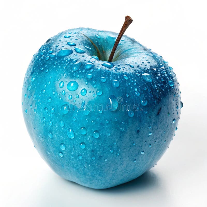 Blue Apple with Droplets on Transparent Background Stock Illustration ...
