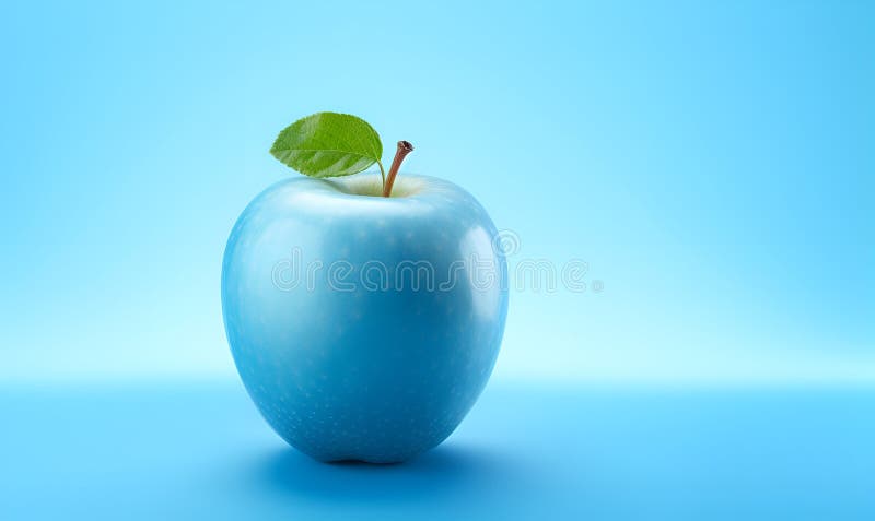 Blue Apple on Pastel Blue Background Blank Space, Ai Generative Stock ...