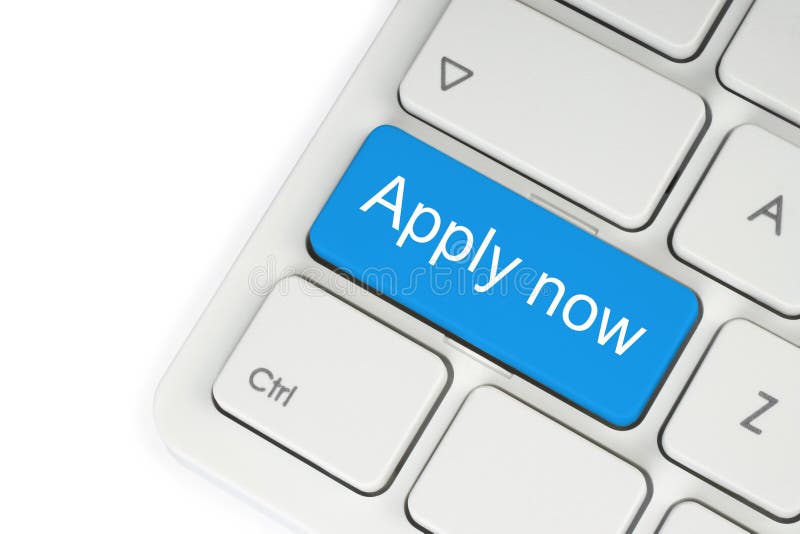 Blue apply now button stock photo. Image of electronic - 35950560