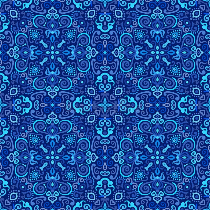 Blue Arabesque Pattern stock vector. Illustration of floral - 109067796