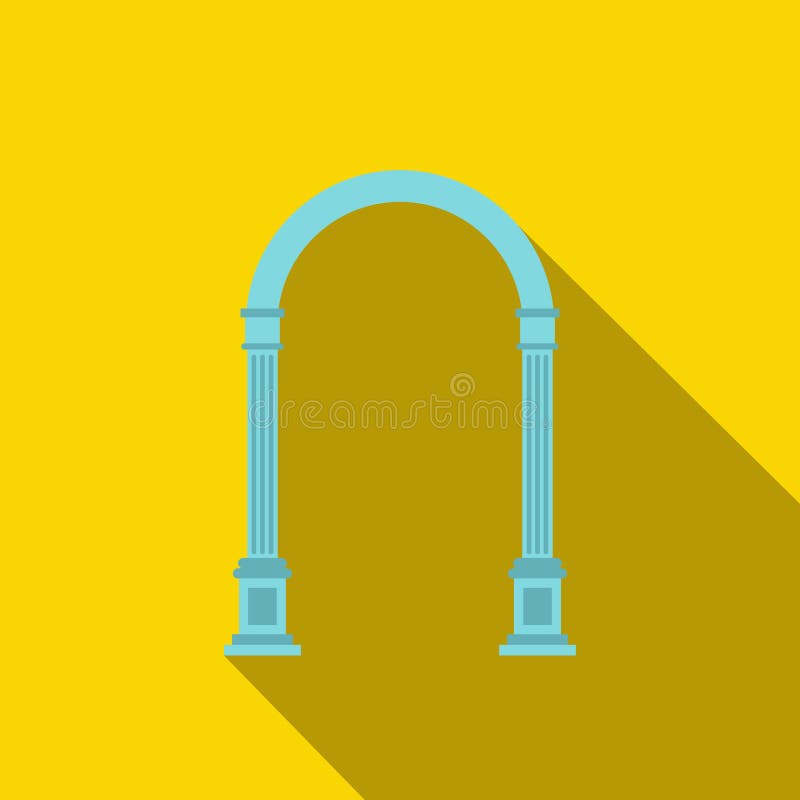 Blue arch icon, flat style stock illustration. Illustration of facade ...