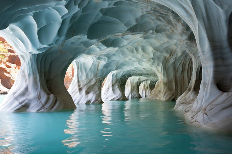 Blue Arches of a Natural Marble Cave in the Coastal Cliffs Stock ...