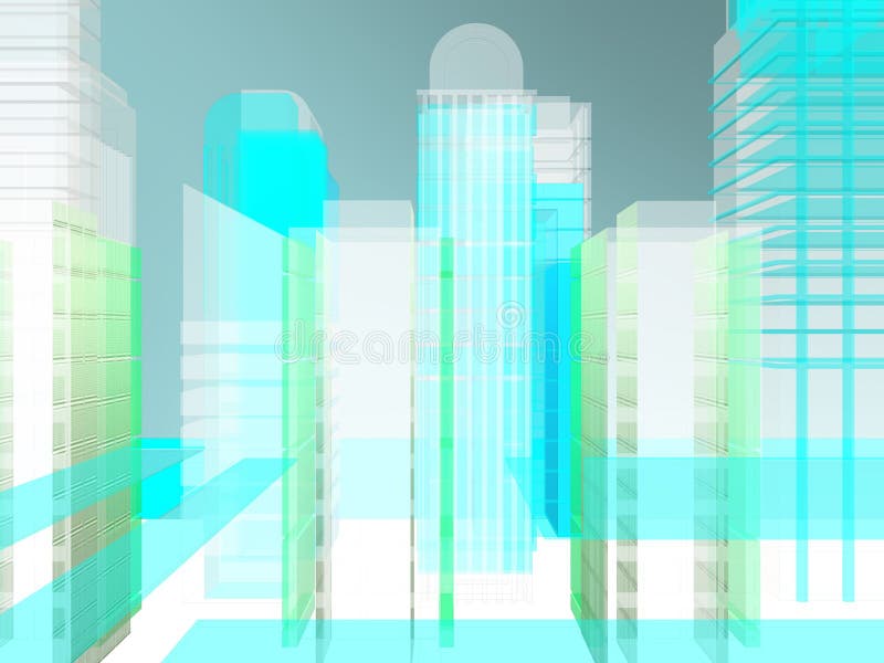 Blue Structure of Architectural Work of Draw in White Soft Environment ...