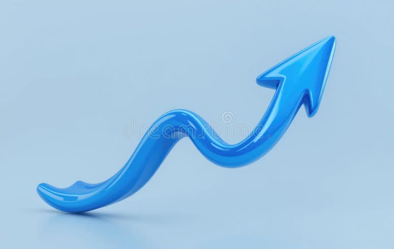 Blue Arrow Ascending Symbolizing Growth and Progress on Light Blue ...