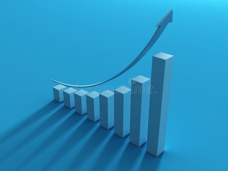 Blue Arrow and Bar Chart Growth Up with Shadow Stock Illustration ... Blue Arrow and Bar Chart Growth Up with Shadow Stock Illustration ...