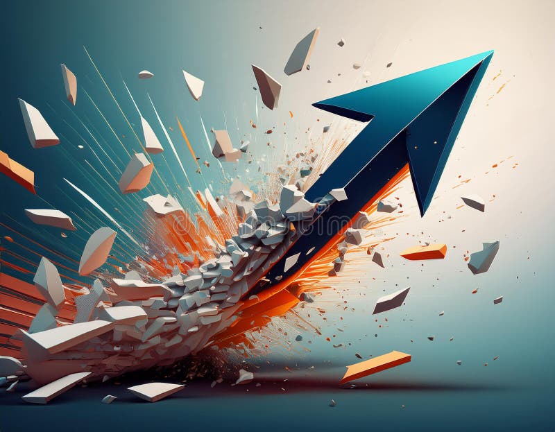 Blue Arrow Breaking through Obstacles Symbolizing Growth and Success ...