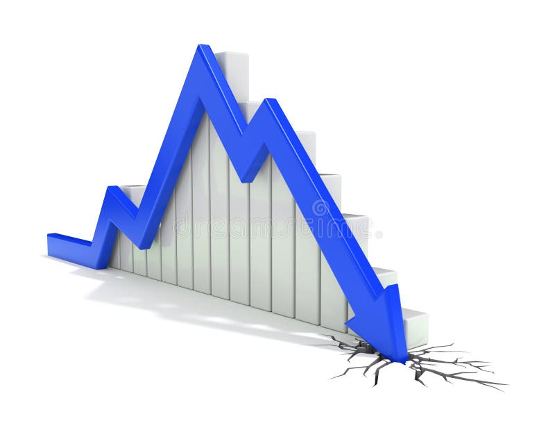 Blue arrow crash stock illustration. Illustration of crisis - 50306934
