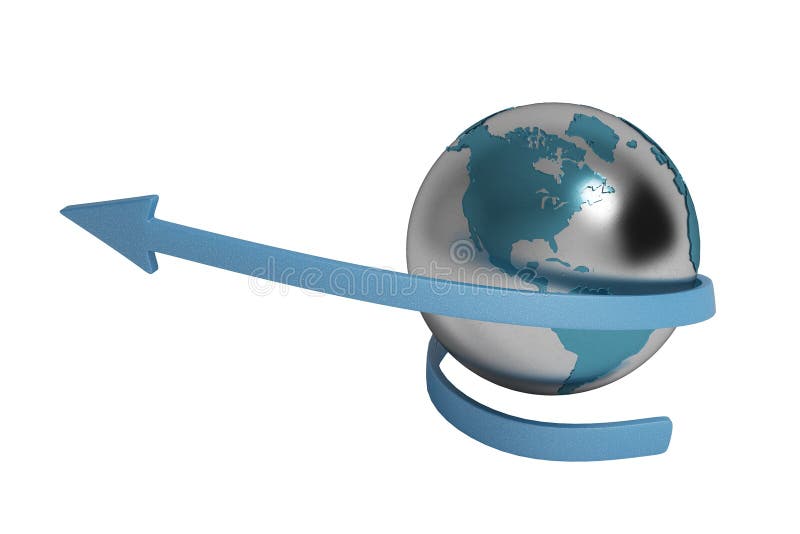Blue Arrow and Earth,3D Illustration. Stock Illustration - Illustration ...