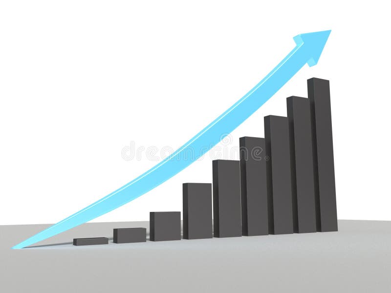 Blue Arrow Going Up Showing Rise in Graph Stock Illustration ...