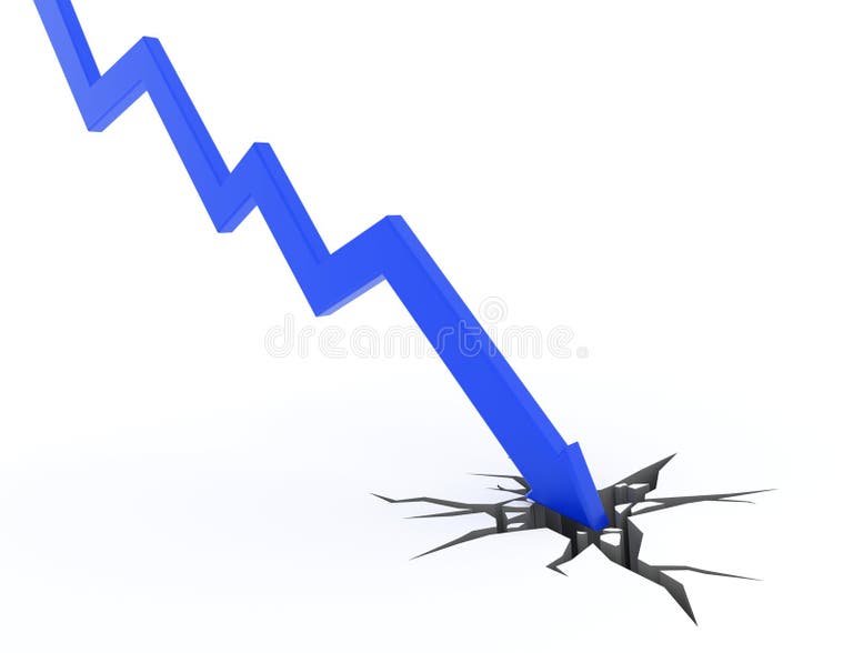Blue Arrow Graph Breaks through the Ground Stock Illustration ...