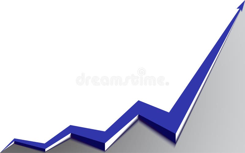 Blue Arrow Graph Goes Up White Background Stock Vector - Illustration ...