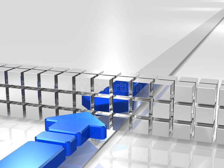 Blue Arrow is Hampered by Obstacles. Stock Illustration - Illustration ...