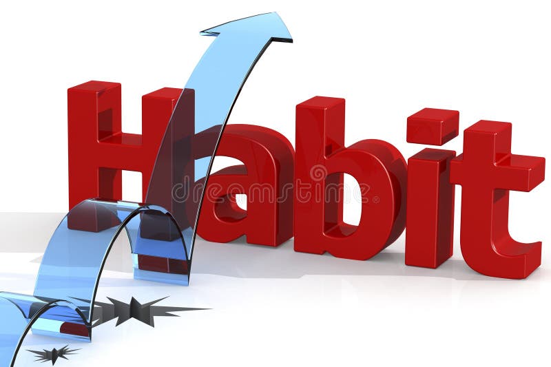 Blue Arrow Jump Over Habit Word Stock Illustration - Illustration of ...