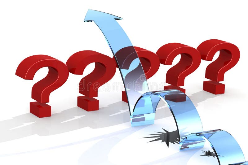 Blue Arrow Jump Over Question Mark Stock Illustration - Illustration of ...