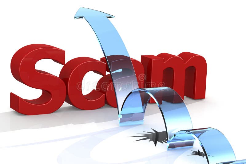 Blue Arrow Jump Over Scam Word Stock Illustration - Illustration of ...
